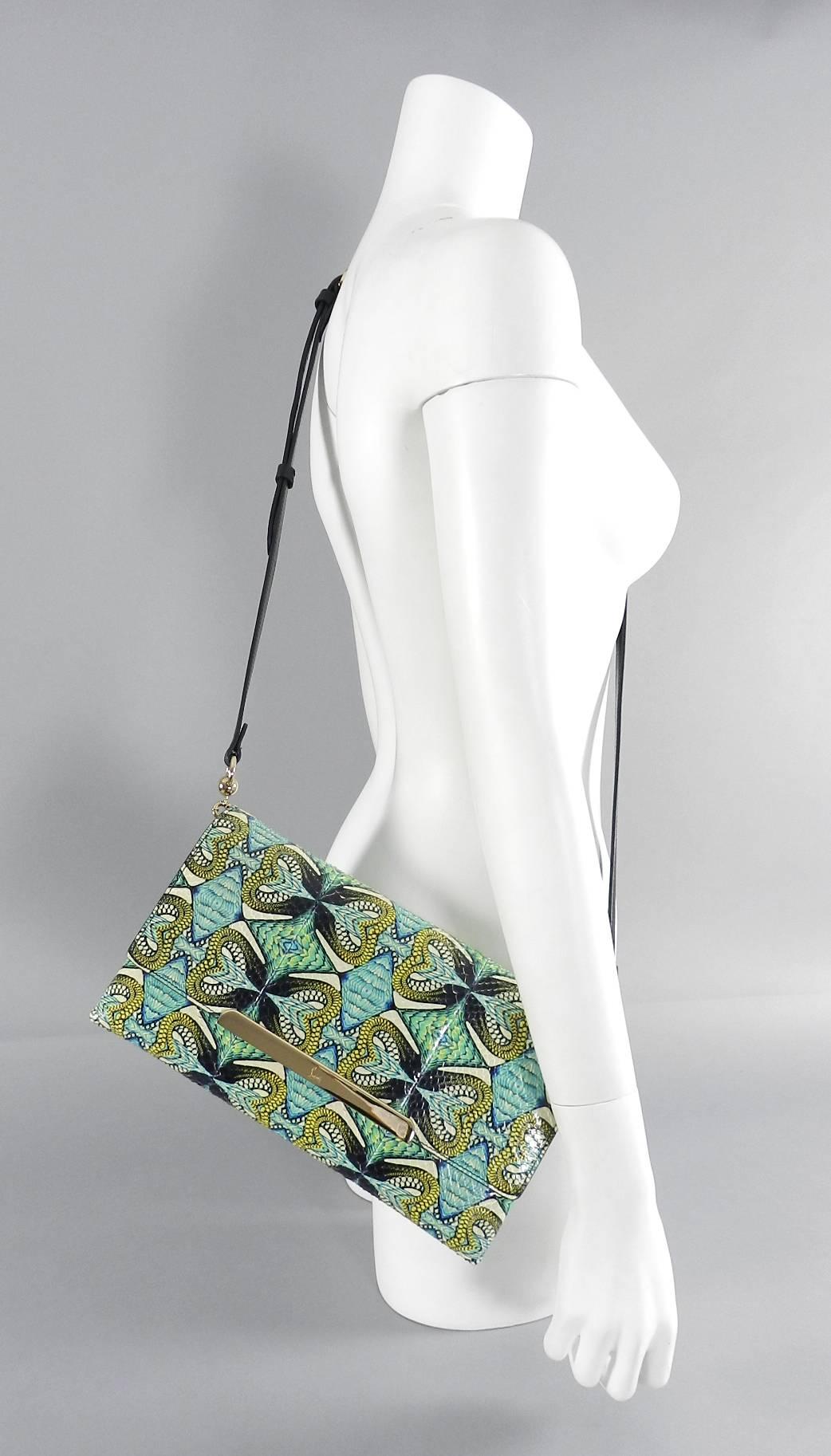 Christian Louboutin Green Python Inferno Clutch / Shoulder Bag at 1stDibs