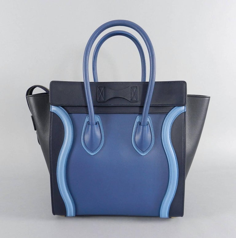 Celine Micro Luggage Phantom Bag - Tri tone Blue at 1stDibs | celine ...