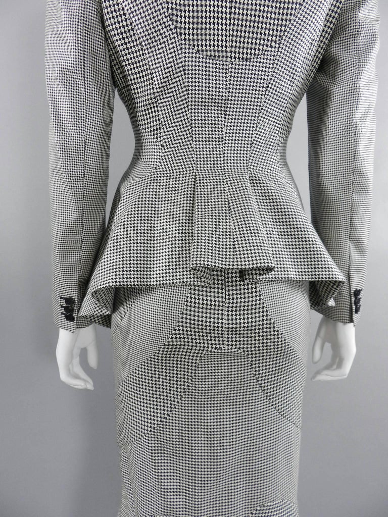 Alexander McQueen Houndstooth Peplum Skirt Suit at 1stDibs | alexander mcqueen skirt suit