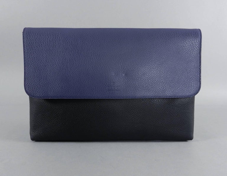 GUCCI Blue and Black Leather Laptop Computer Bag / Portfolio at 1stDibs ...