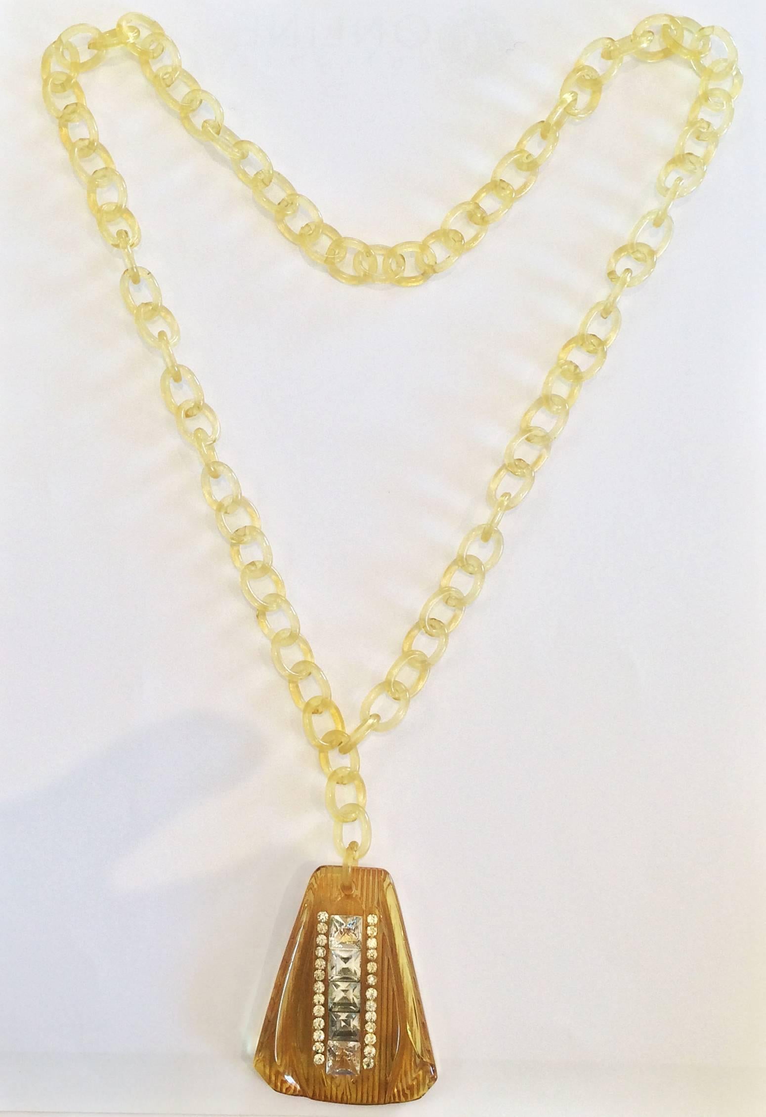 Art Deco huge Applejuice and Bakelite pendant necklace set with ...