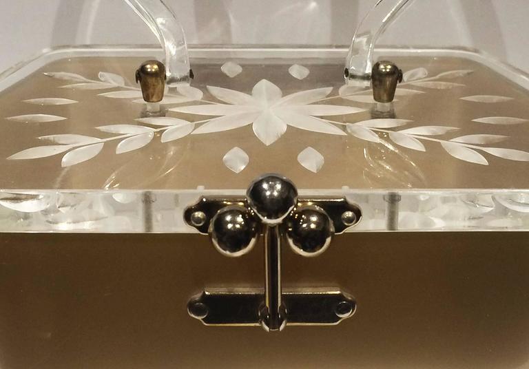 Fabulous 1950s soft gold Lucite purse handbag by Charles Kahn at 1stDibs