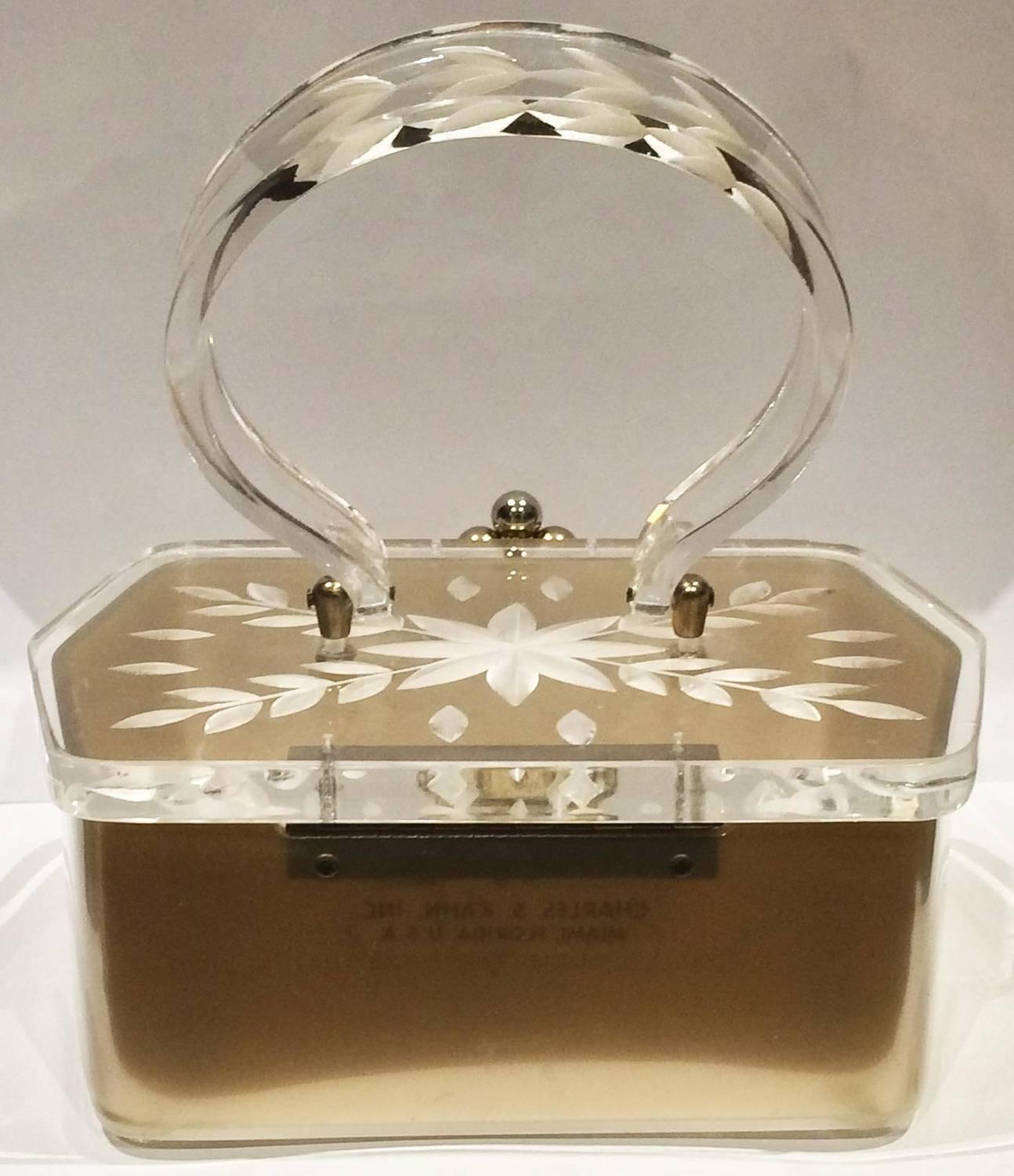 Fabulous 1950s soft gold Lucite purse handbag by Charles Kahn at 1stdibs