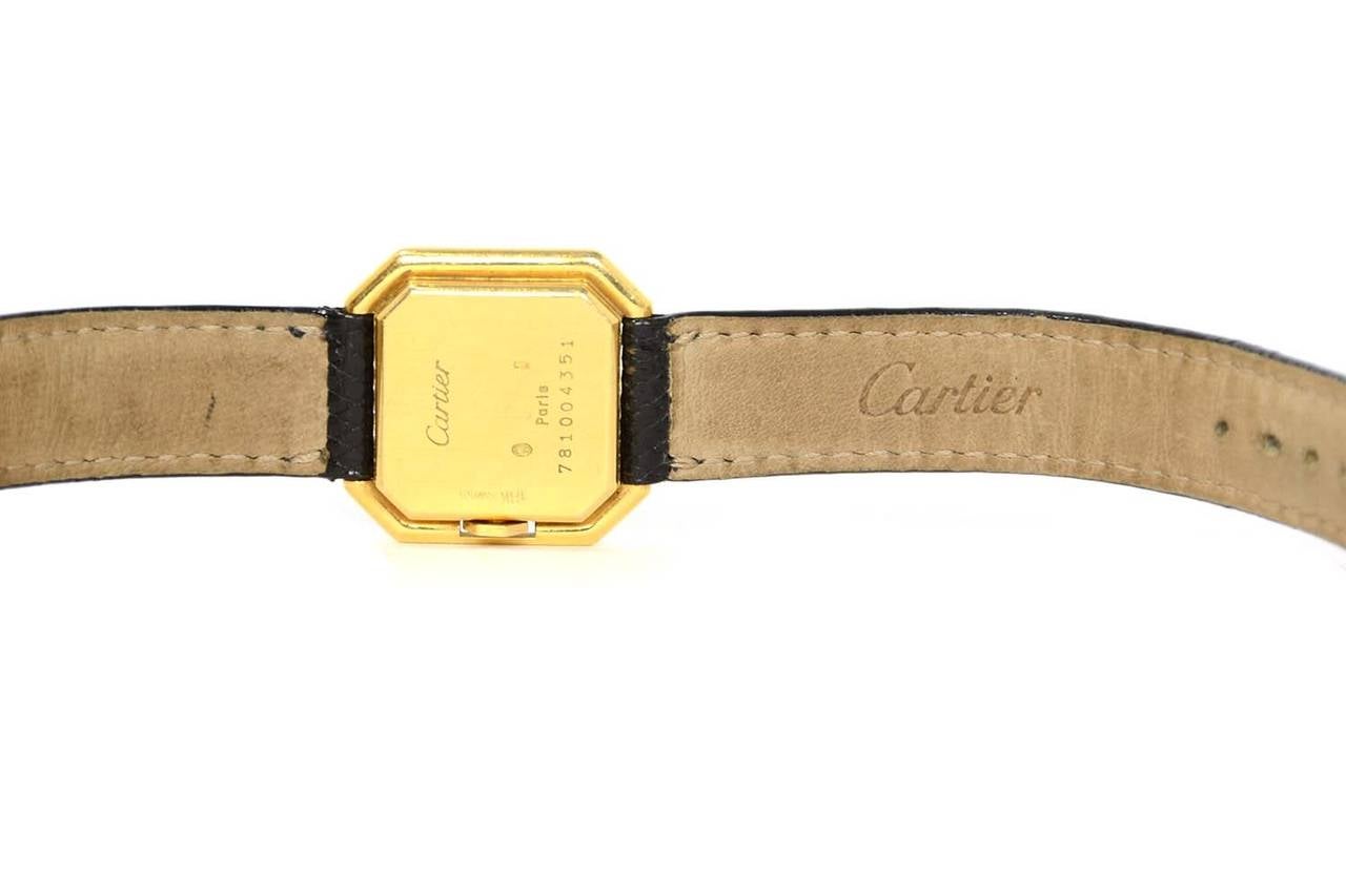 Cartier Gold Octagonal Wristwatch with Black Lizard Strap at 1stDibs
