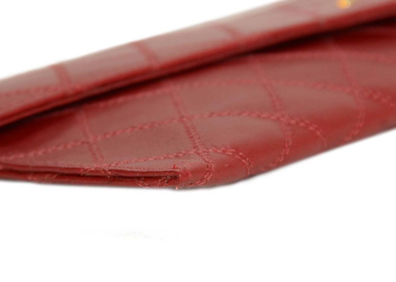 CHANEL '90s Red Quilted Long Envelope Clutch/Pouch at 1stDibs