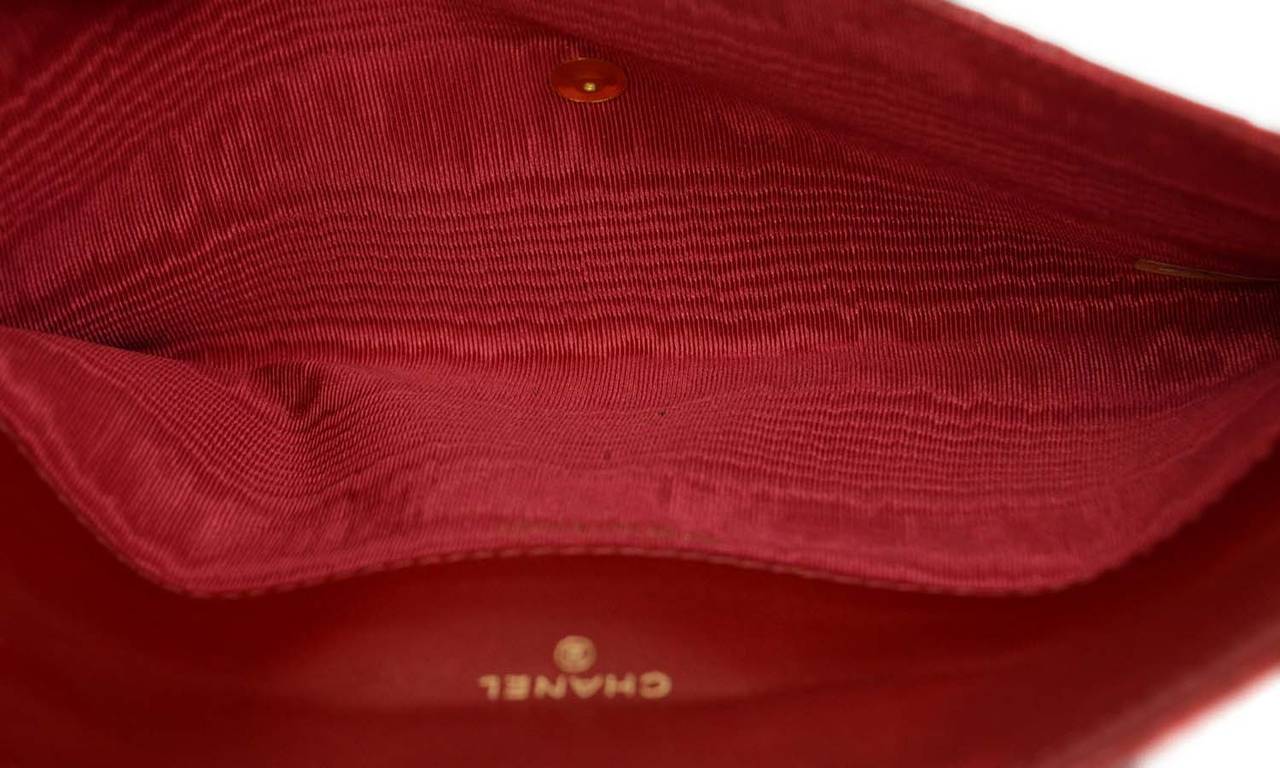 CHANEL '90s Red Quilted Long Envelope Clutch/Pouch at 1stDibs
