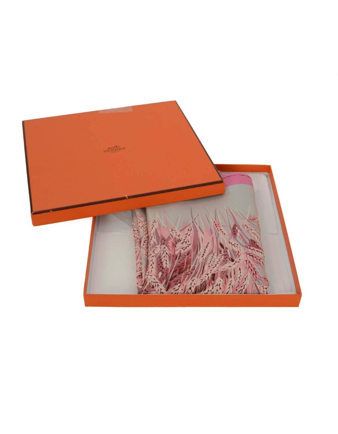 Hermes Pink and Grey Silk Bunny Print 36" Square Scarf at 1stdibs