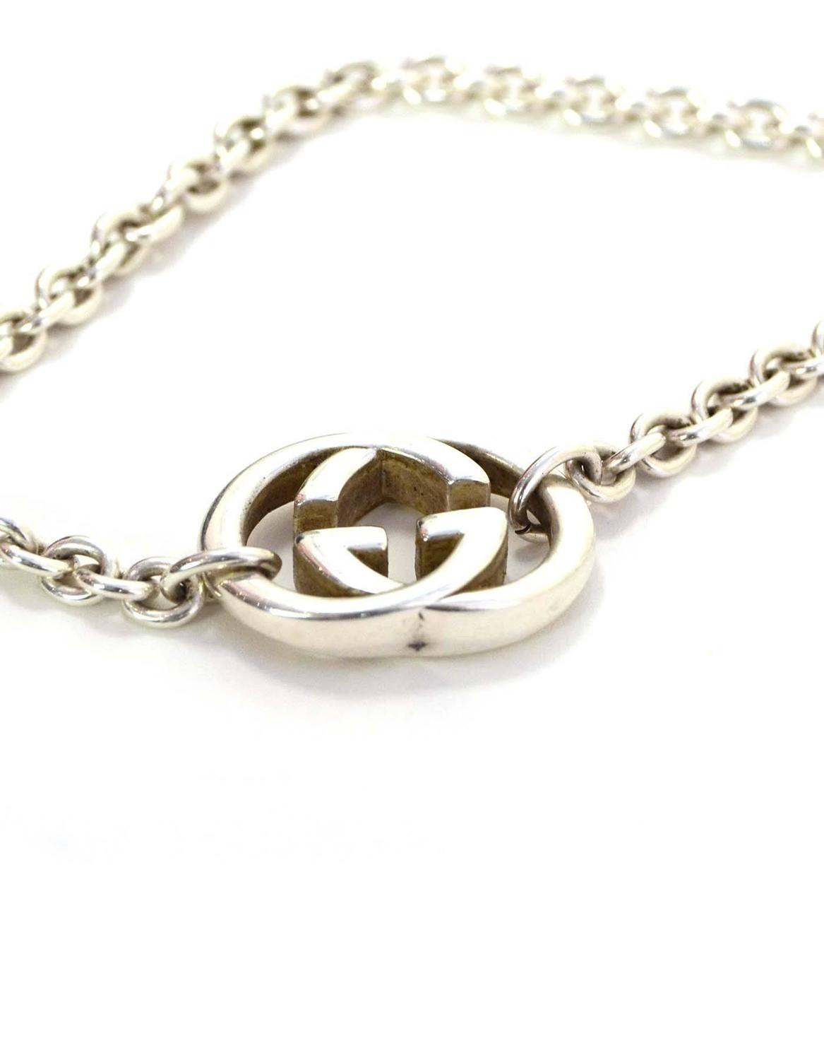 Gucci Sterling Silver Logo Chain Necklace For Sale at 1stdibs