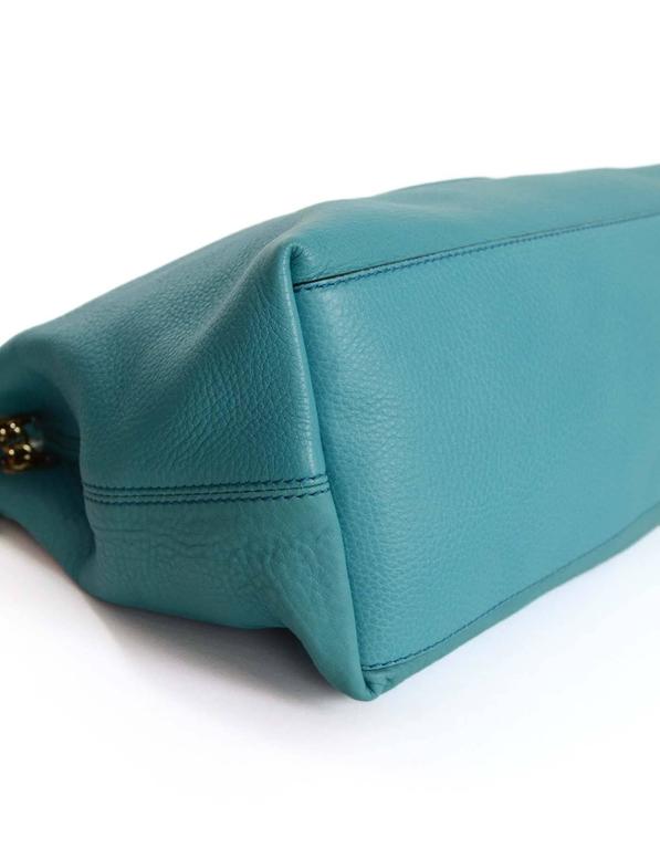 Gucci Turquoise Blue Leather Soho Shoulder Tote Bag GHW For Sale at 1stDibs