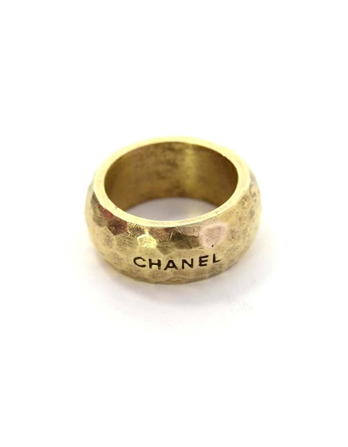 Chanel Hammered Gold Ring sz 8 For Sale at 1stdibs