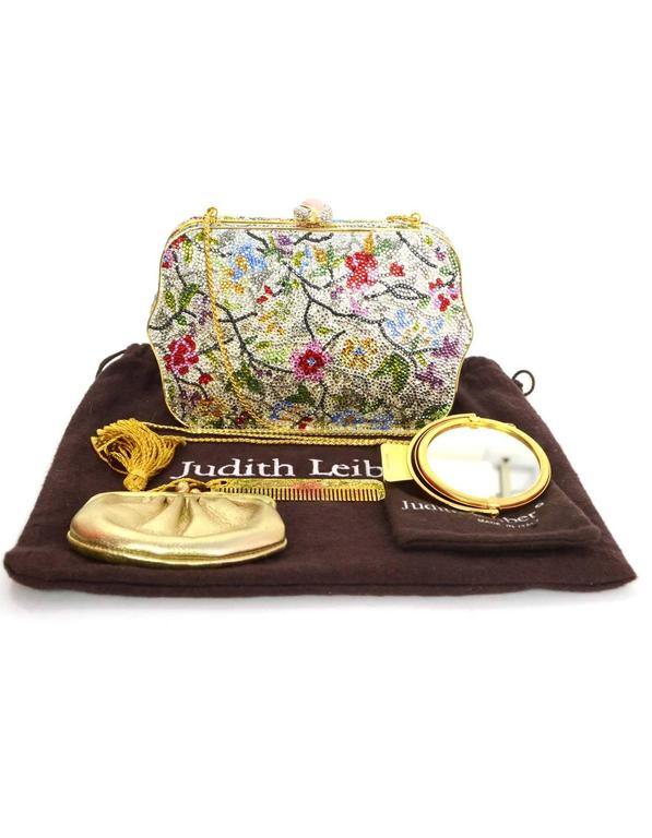 Judith Leiber Multi-Colored Floral Crystal Embellished Minaudiere GHW ...