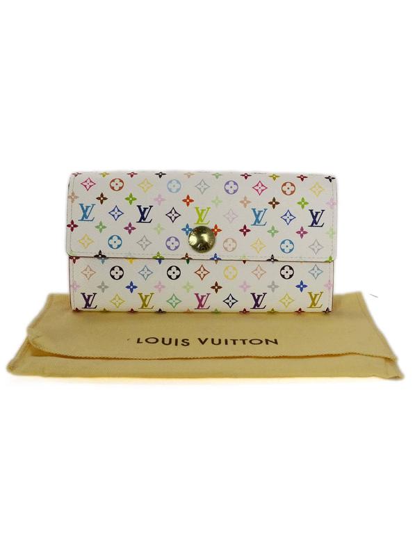 Louis Vuitton White Multicolore Sarah Snap Wallet GHW For Sale at 1stDibs