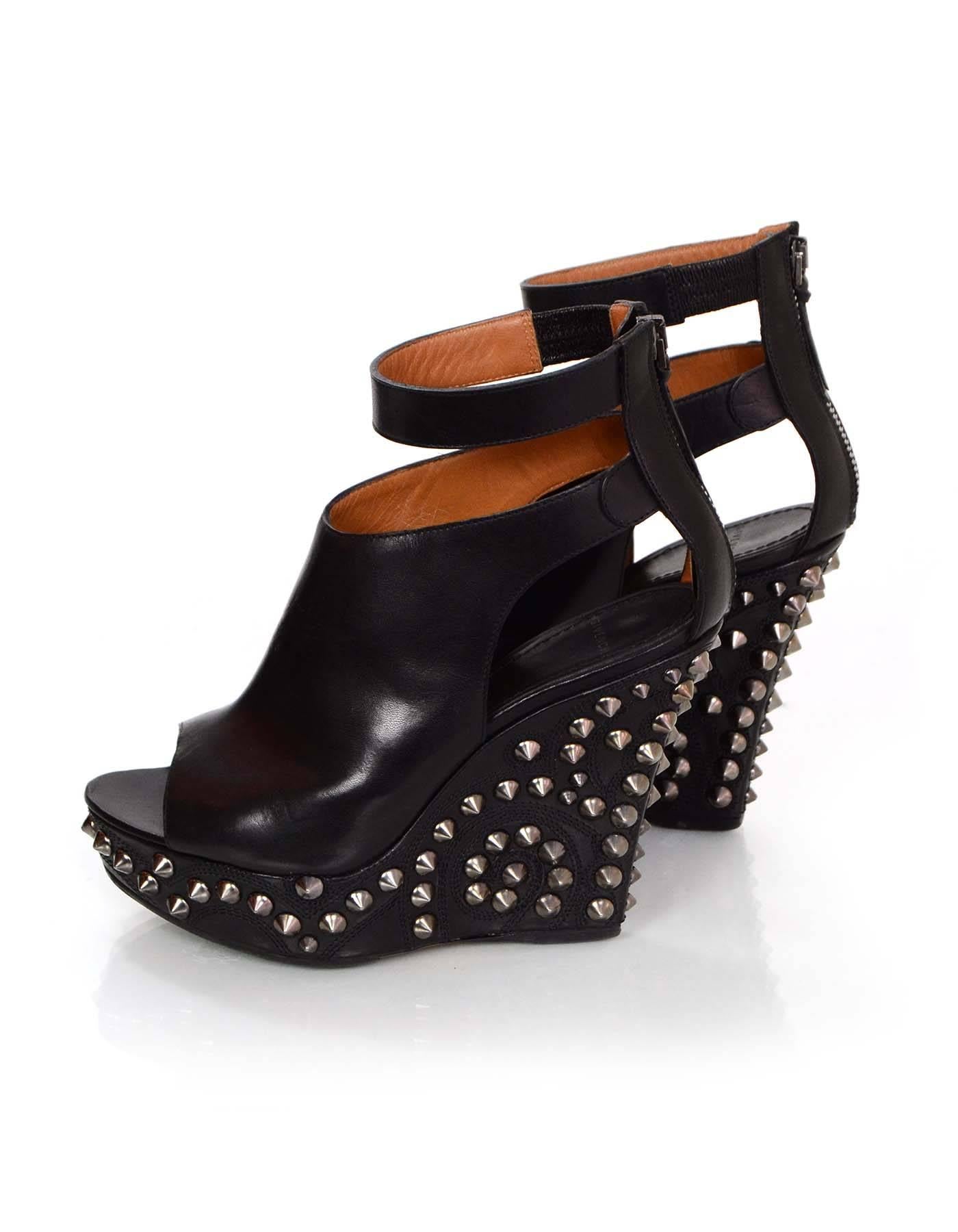 Givenchy Black Open-Toe Studded Wedge Ankle Booties Sz 36.5 For Sale at ...