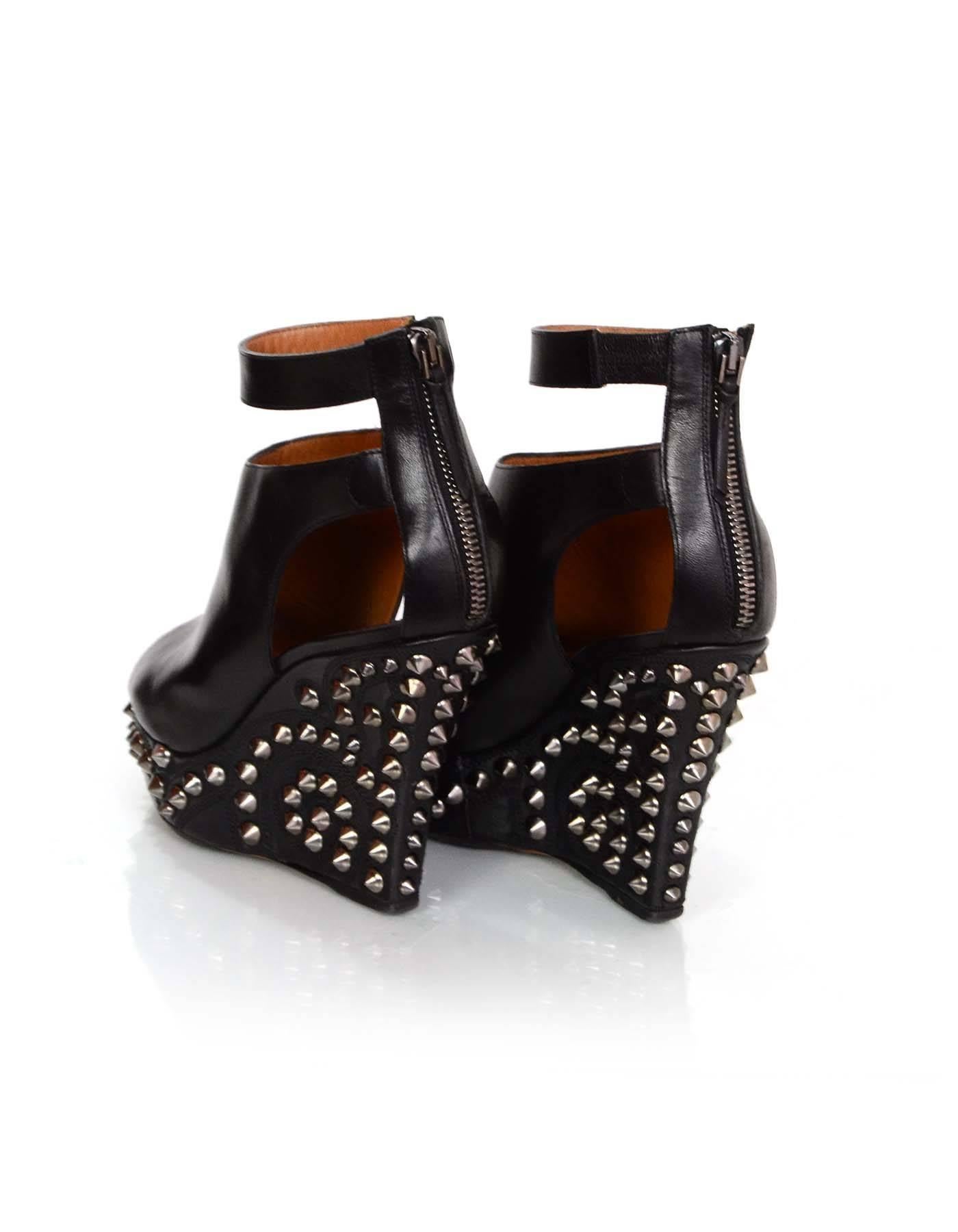 Givenchy Black Open-Toe Studded Wedge Ankle Booties Sz 36.5 For Sale at ...