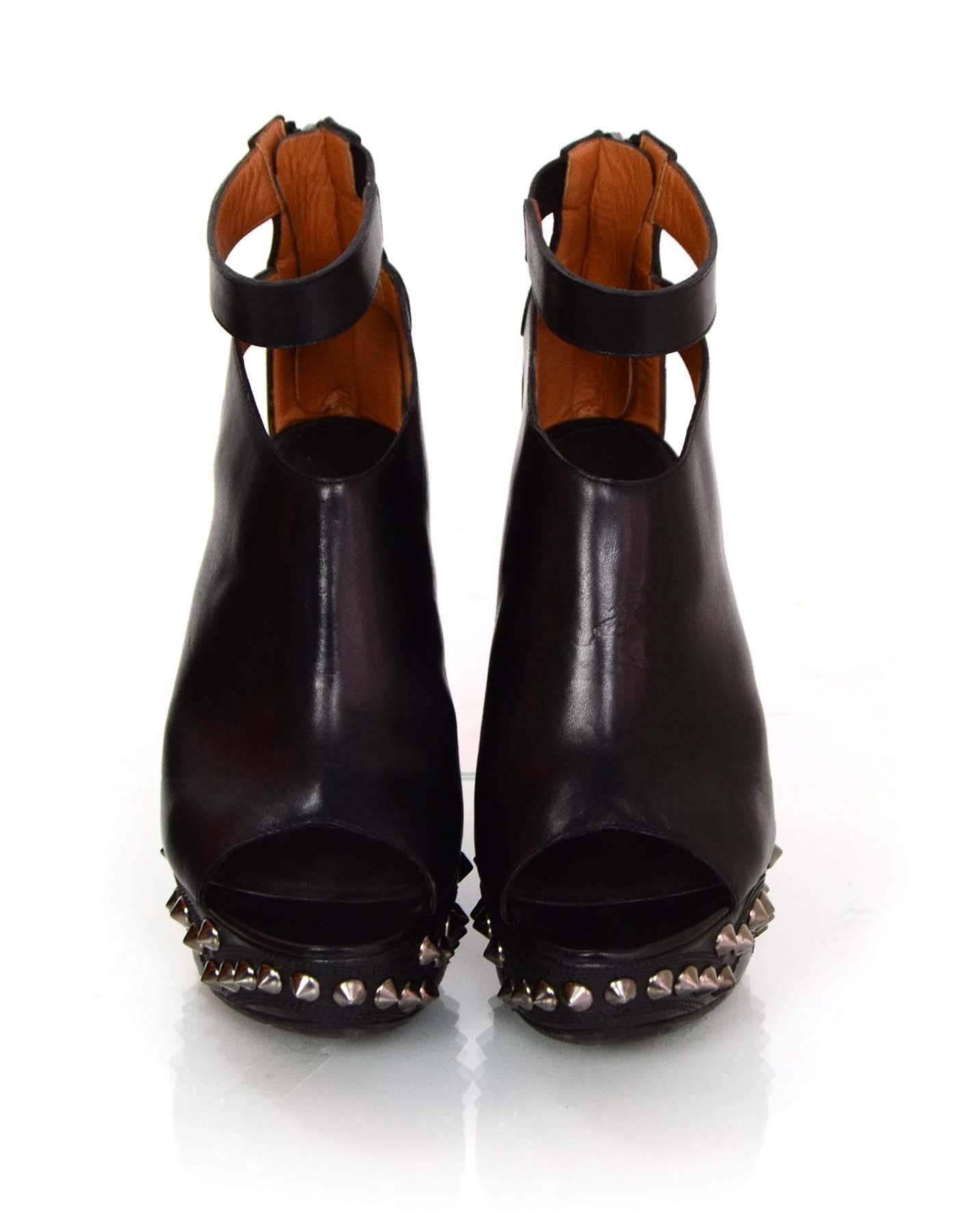 Givenchy Black Open-Toe Studded Wedge Ankle Booties Sz 36.5 For Sale at ...