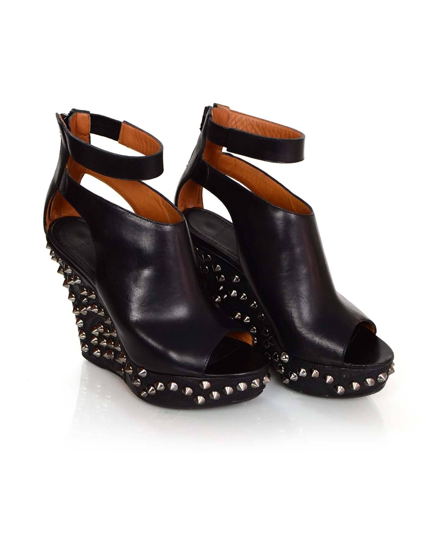 Givenchy Black Open-Toe Studded Wedge Ankle Booties Sz 36.5 For Sale at ...