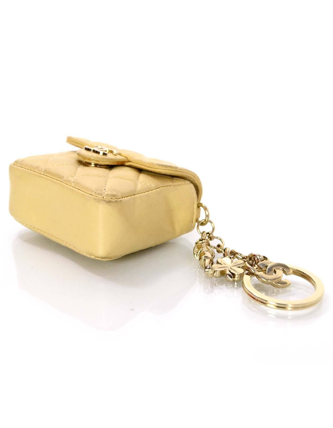 Chanel Beige Quilted Mini Flap Bag Key Ring/ Bag Charm For Sale at ...