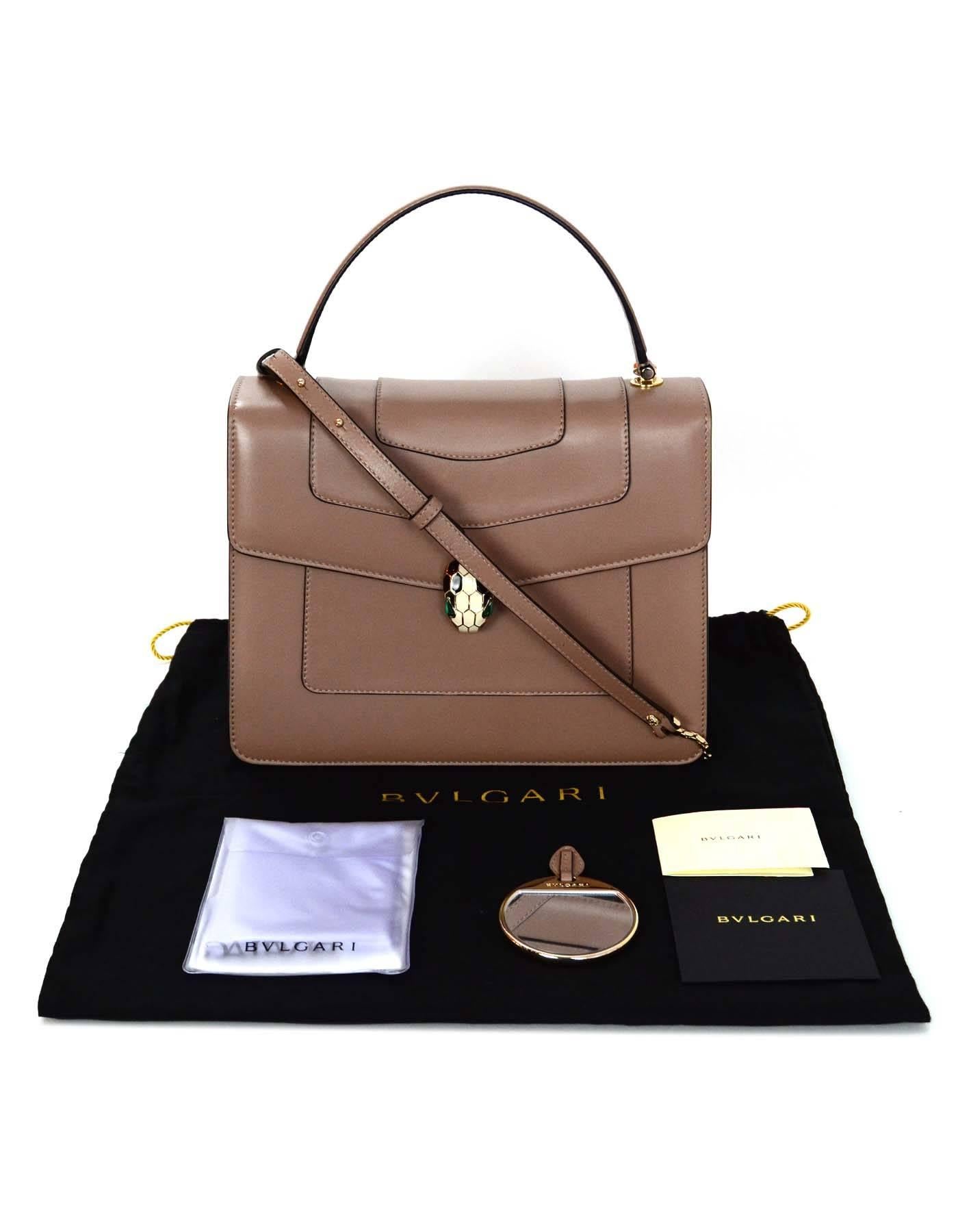 Bvlgari Taupe Leather Serpenti Forever Flap Cover Bag rt. $2, 800 at ...