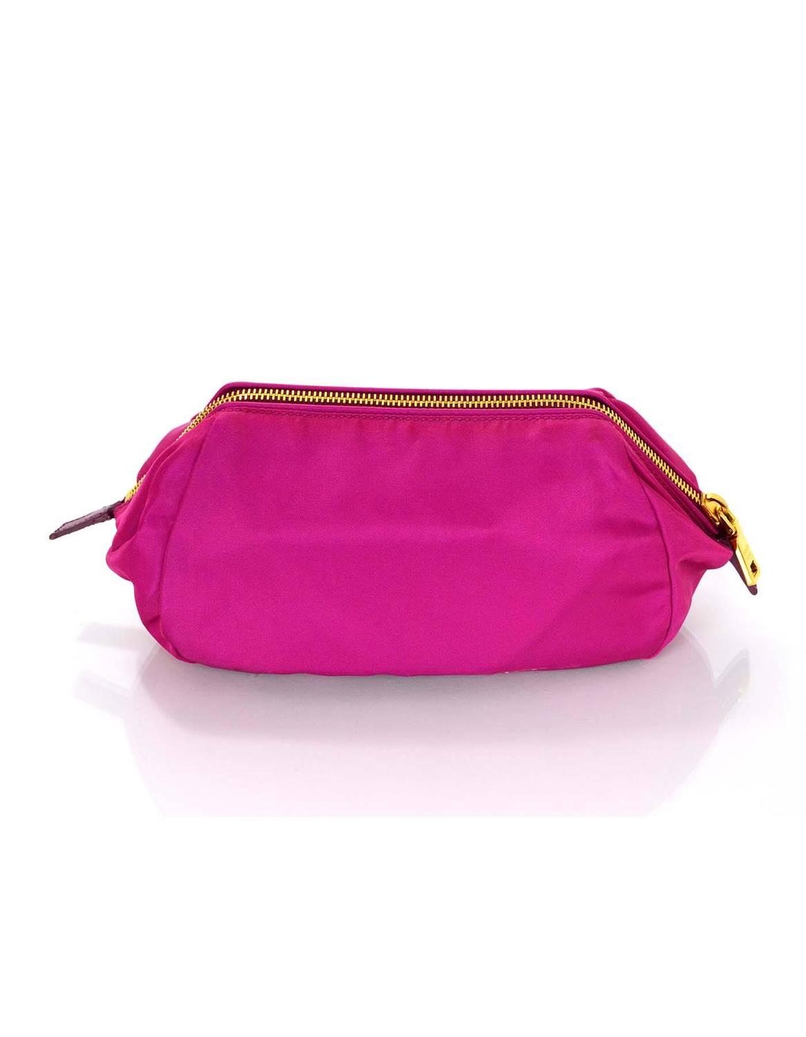 Prada Fuchsia Nylon Makeup Pouch Bag For Sale at 1stdibs