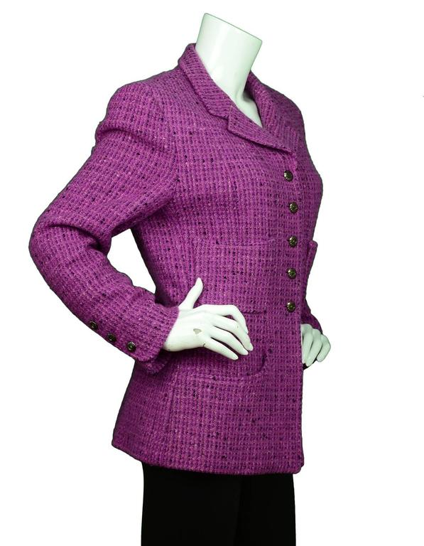Chanel Purple Tweed Jacket Sz 46 For Sale at 1stDibs