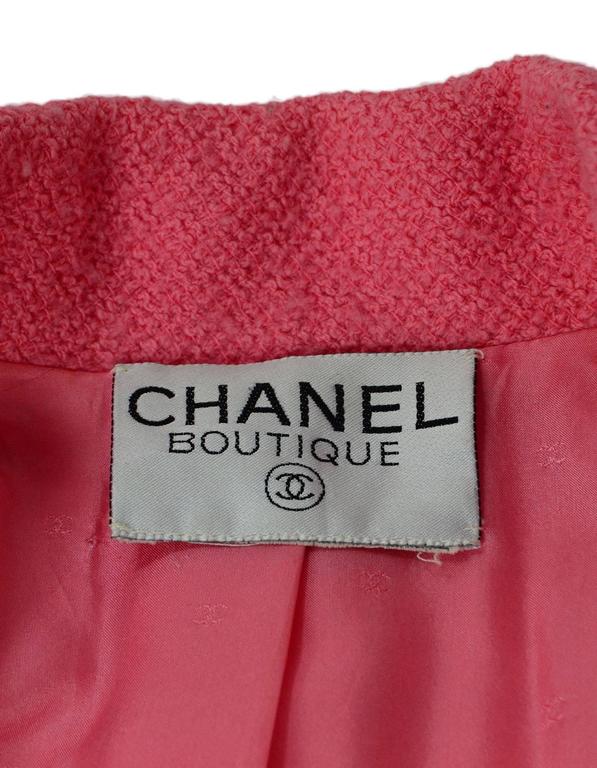 Chanel Pink Boucle Button Up Jacket For Sale at 1stDibs