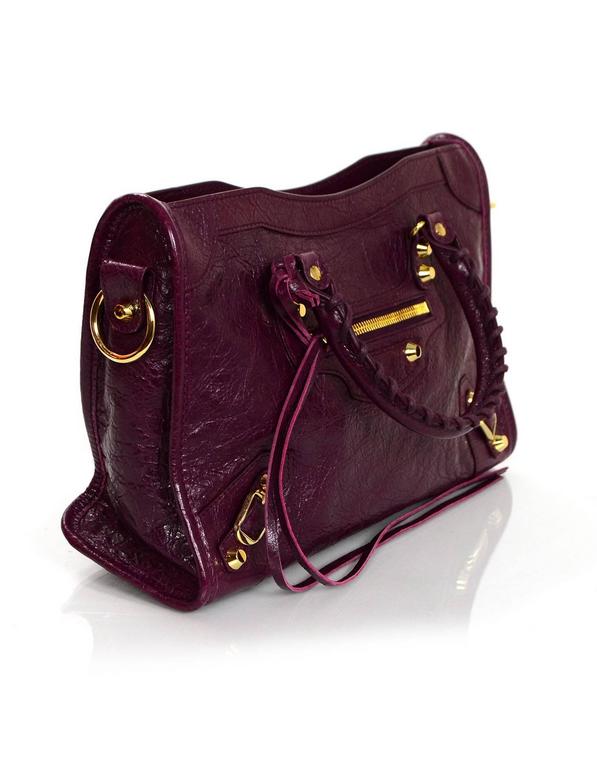 Balenciaga 2016 Burgundy Distressed Leather Small Classic City ...