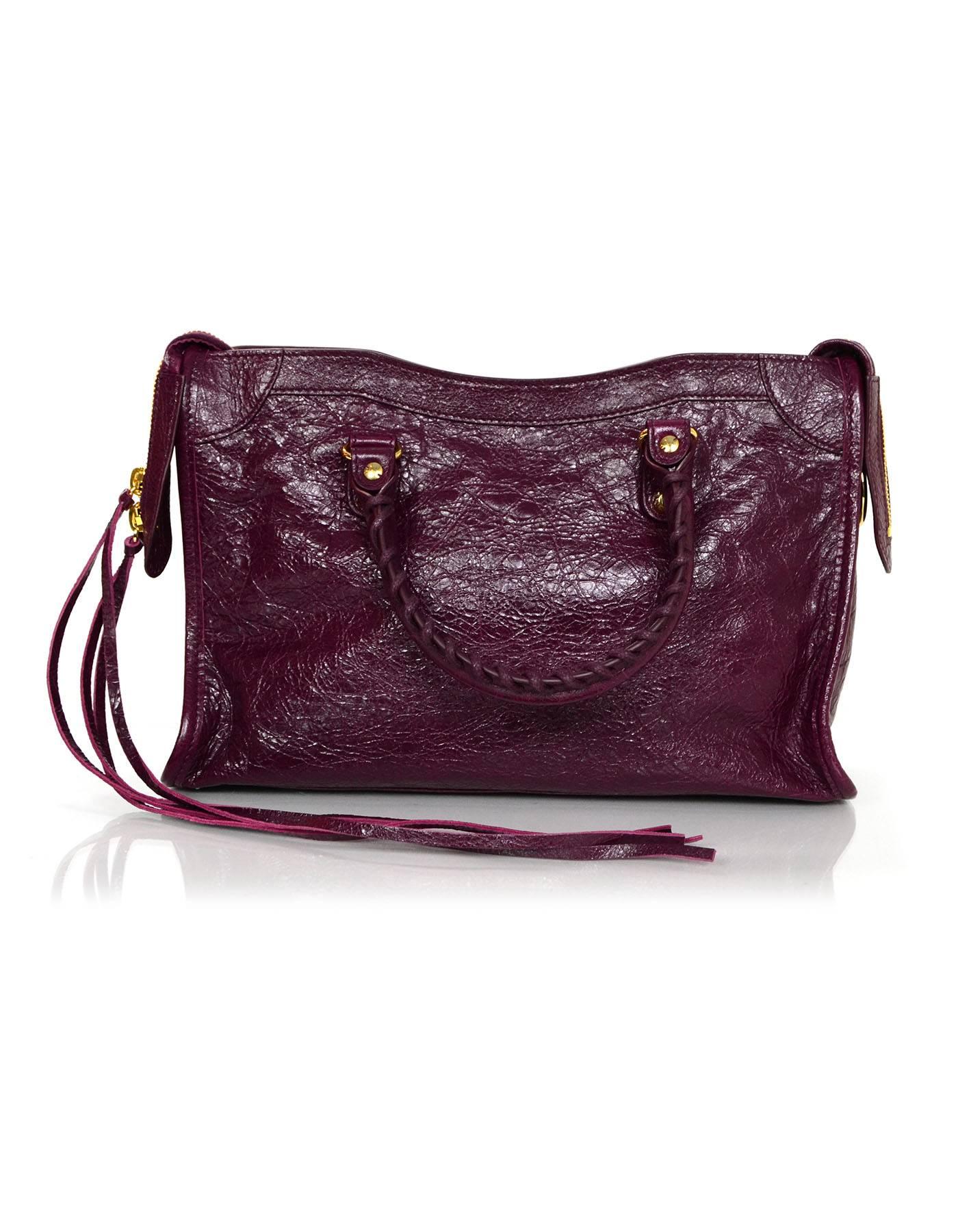 Balenciaga 2016 Burgundy Distressed Leather Small Classic City ...