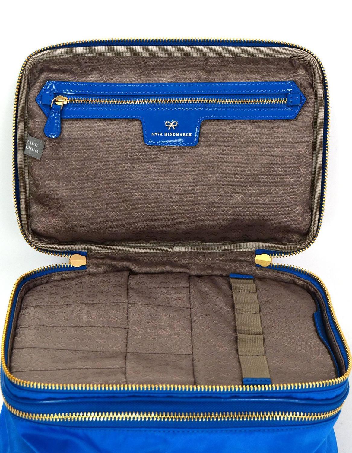 Anya Hindmarch 2016 Cobalt Blue Nylon Vanity Kit rt. 425 For Sale at ...