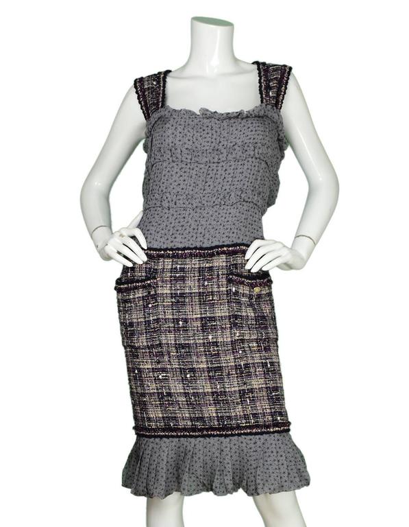 Chanel Purple Tweed Dress and Jacket Set sz FR48 at 1stDibs