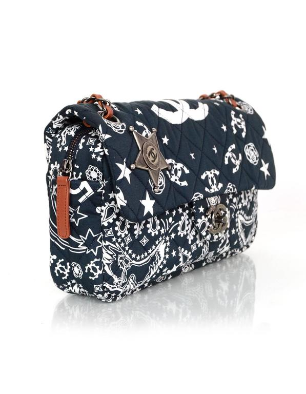 Chanel Navy Paris/Dallas Fabric Paisley Easy Flap Bag For Sale at ...