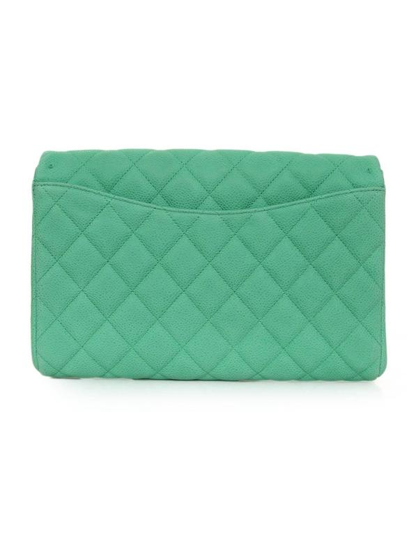 Chanel Seafoam Green Quilted Caviar Leather Timeless Clutch Bag CWC rt ...