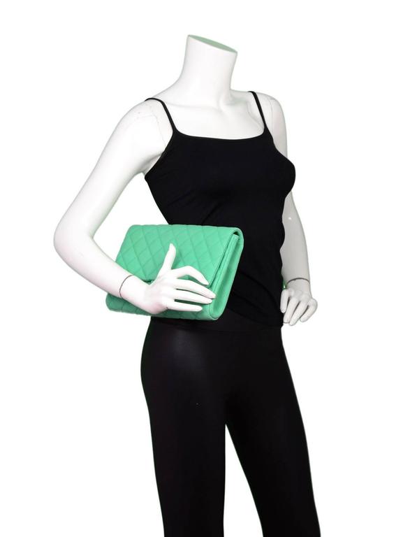 Chanel Seafoam Green Quilted Caviar Leather Timeless Clutch Bag CWC rt ...
