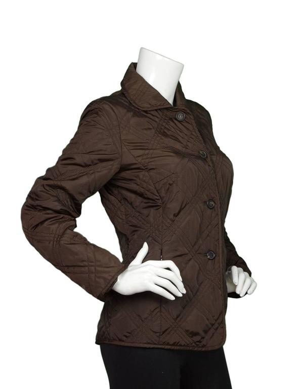 Bogner Brown Quilted Nylon Button Up Jacket sz 8 For Sale at 1stDibs
