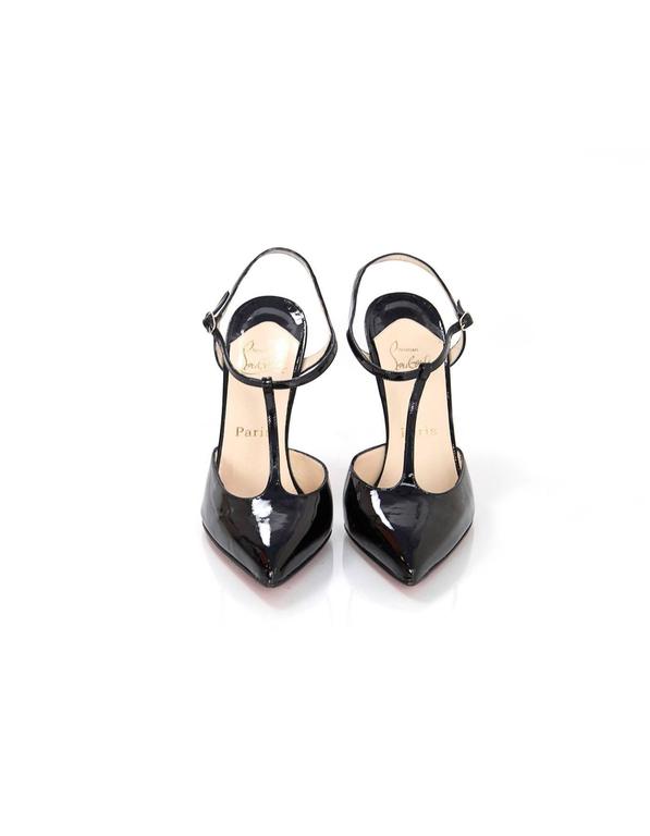Christian Louboutin NEW Black Patent Leather Coxinelle T-Strap Pumps sz ...