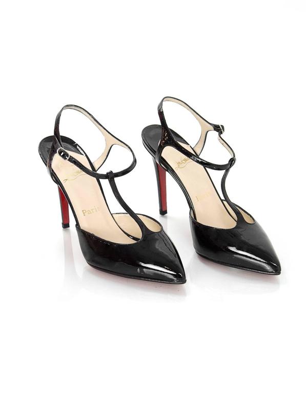 Christian Louboutin NEW Black Patent Leather Coxinelle T-Strap Pumps sz ...