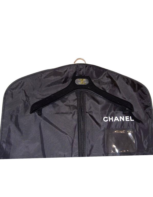 Chanel Black Nylon Garment Bag and Velvet Coat Hanger Set at 1stDibs ...