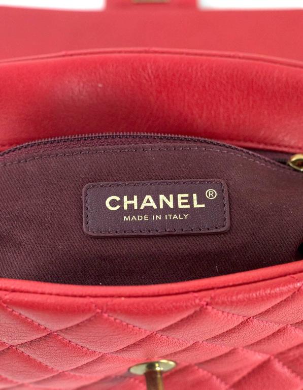 Chanel Red Quilted Leather Crossbody Flap Bag w/ Top Handle For Sale at ...
