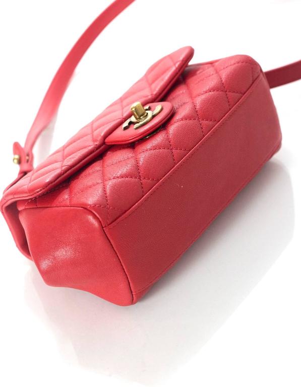 Chanel Red Quilted Leather Crossbody Flap Bag w/ Top Handle For Sale at ...
