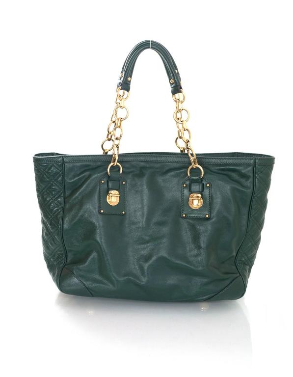 Marc Jacobs Green Leather Quilted Tote Bag For Sale at 1stDibs