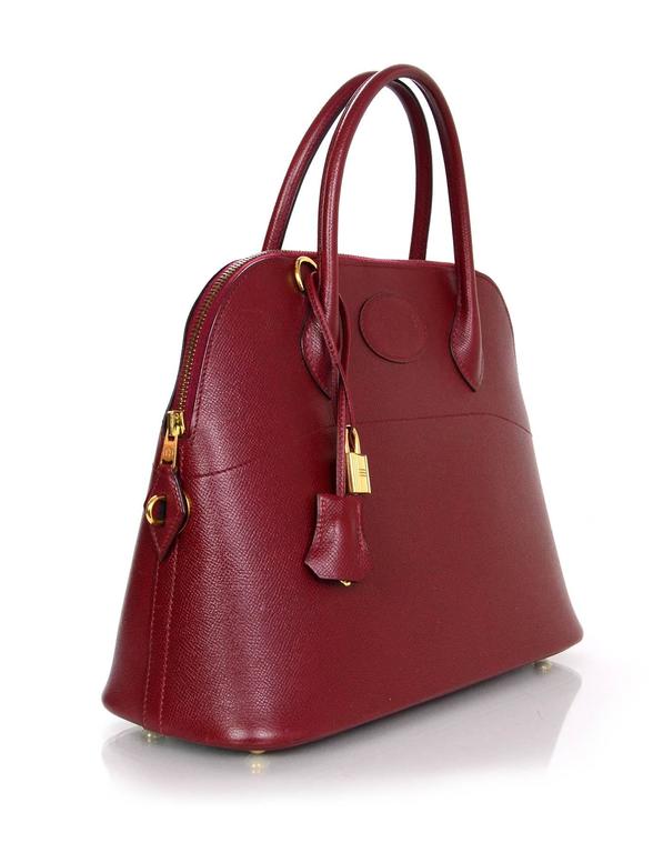 Hermes Rouge H Red Epsom Leather 31cm Bolide Bag w/ Strap at 1stDibs