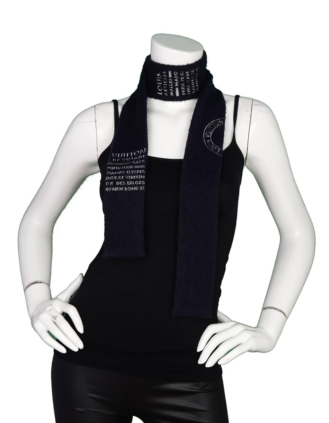 Louis Vuitton Navy Trunks Cashmere Bandeau Scarf w/BOX For Sale at 1stDibs