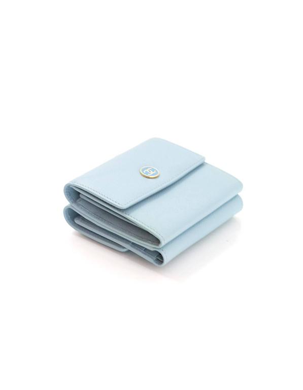 Chanel Light Blue Leather Double Snap Short Wallet For Sale at 1stDibs ...