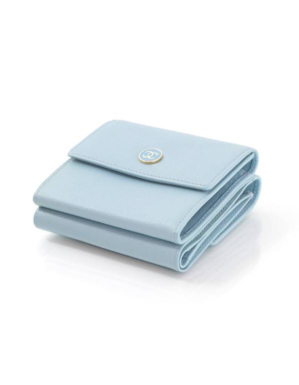 Chanel Light Blue Leather Double Snap Short Wallet For Sale at 1stDibs ...