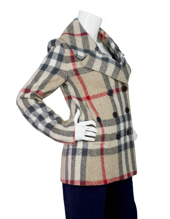 Burberry Brit Nova Plaid Double Breasted Wool Coat sz US8 For Sale at ...