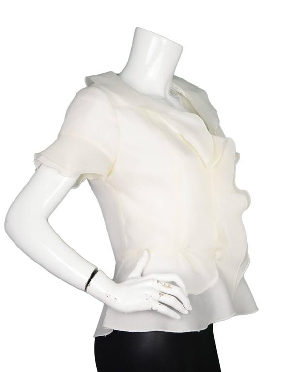 Jackie Rogers White Ruffle Organza Blouse For Sale At 1stdibs
