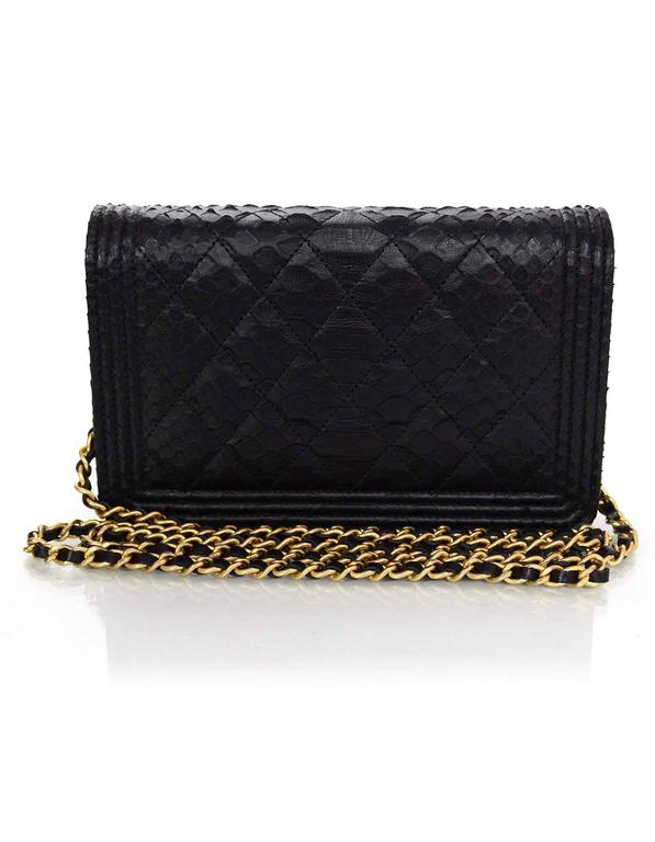 Chanel NEW 2017 Black Python Boy Wallet on a Chain WOC Crossbody Bag at ...