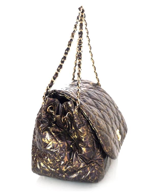Chanel Black and Gold Quilted Print Accordion Flap Bag For Sale at 1stDibs