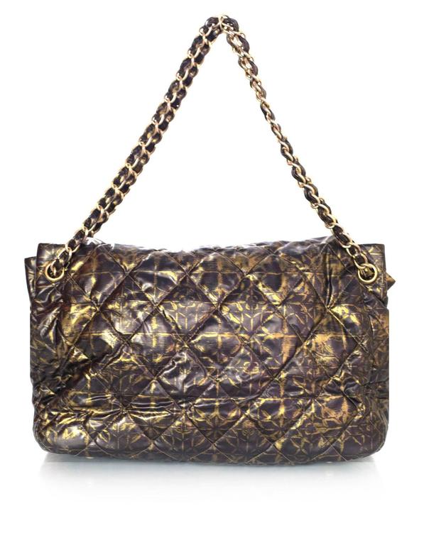 Chanel Black and Gold Quilted Print Accordion Flap Bag For Sale at 1stDibs