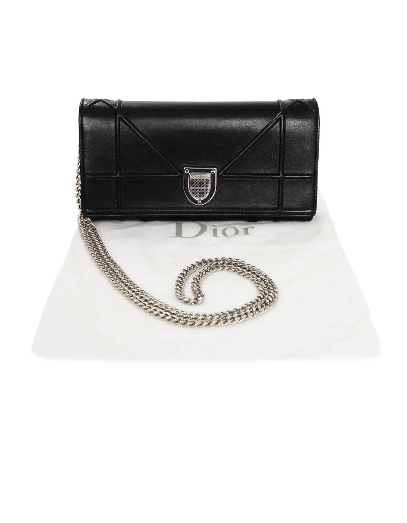 Christian Dior Black Diorama Croisiere WOC Wallet on a Chain Crossbody ...