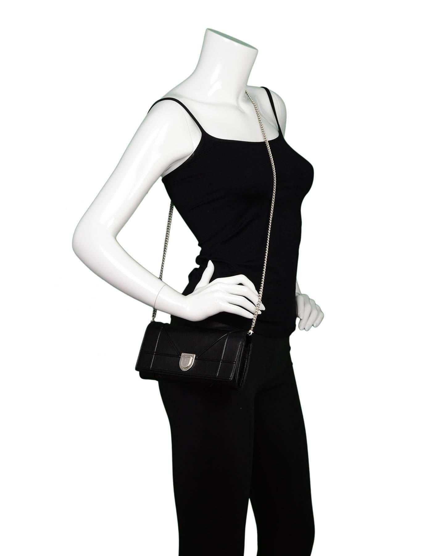 Christian Dior Black Diorama Croisiere WOC Wallet on a Chain Crossbody ...